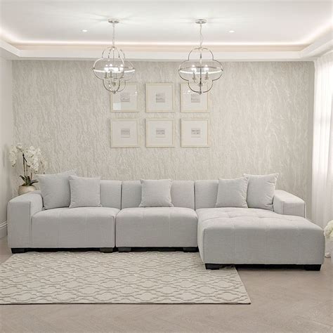 Kace Cloud Grey Boucle Tufted Sofa Range Rowen Homes