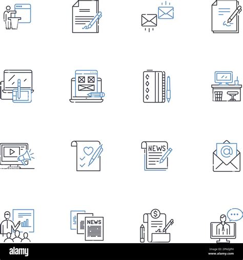 Copy Editing Line Icons Collection Proofreading Grammar Punctuation