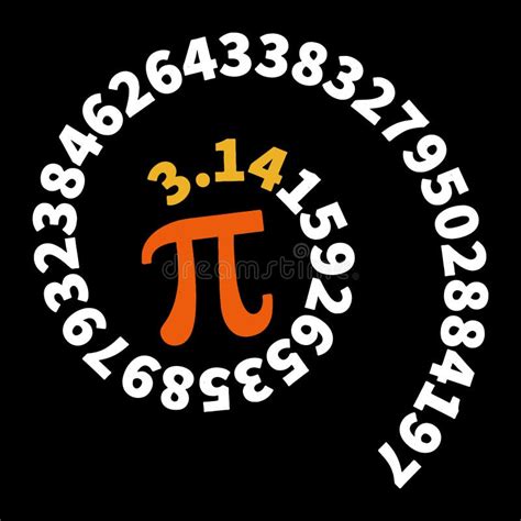 pi spiral with 3 14 digits vector mathematics illustration math