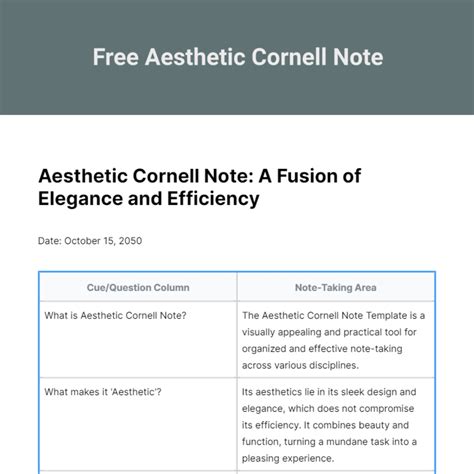 Free Aesthetic Cornell Note Template To Edit Online
