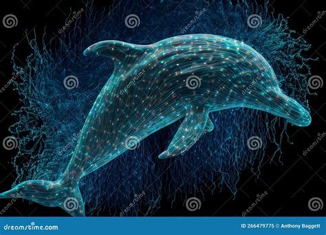 Neural Network Of A Dolphin Brain With Data And Artificial Intelligence