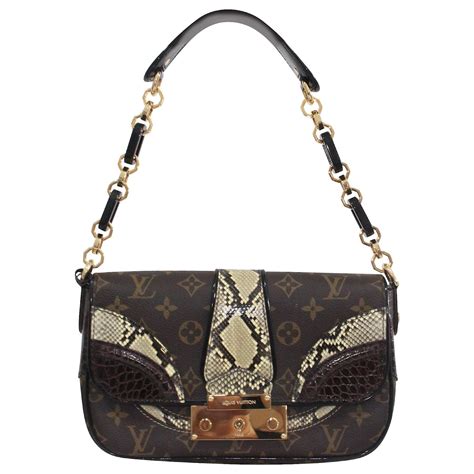 Louis Vuitton Python Monogramissime Pochette Brown Cloth Ref920322