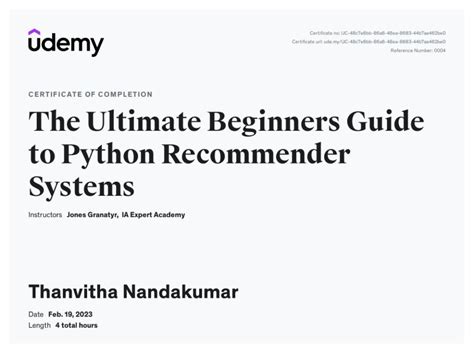 Thanvitha N On Linkedin Udemycourse Movierecommendersystems Machinelearning