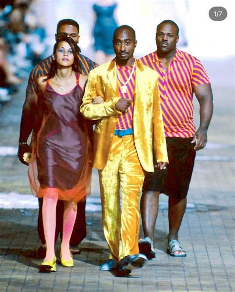 Tupac With His Girlfriend And Two Bodyguards Walking For Romeo Gigli Ss97 In 1996 Versace