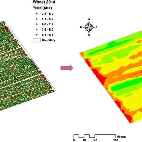Example Of Raw Yield Map A And Interpolated Map After Data Processing Download Scientific