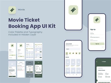 movie ticket booking app ui kit including account sign in sign up