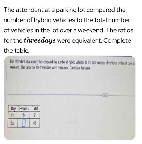 the attendant at a parking lot compared the number of hybrid vehicles