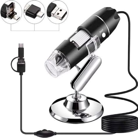 Usb Digital Microscope 1600x With Sensor 8 Led And Stand Grey