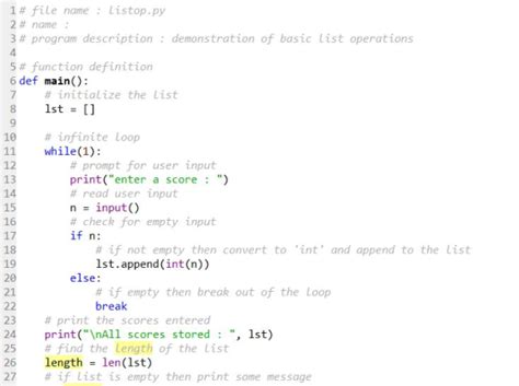 Exercise 7 Program Exercise For Basic List Operations Write A Complete