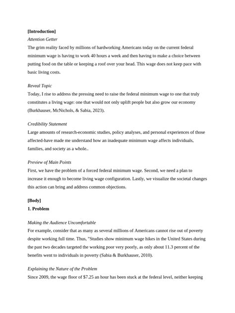 Speech Pdf Cost Of Living Minimum Wage