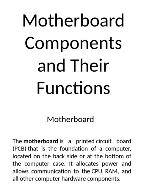 Motherboard Components Pdf Usb Computing