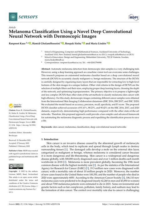 Pdf Melanoma Classification Using A Novel Deep Convolutional Neural