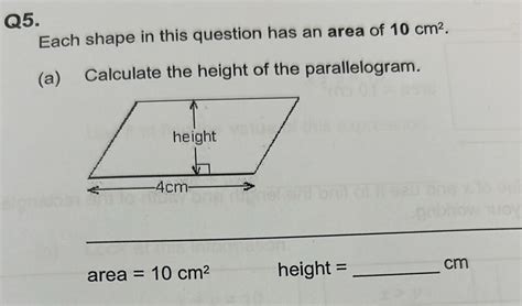 Solved Q5 Each Shape In This Question Has An Area Of 10cm2 A