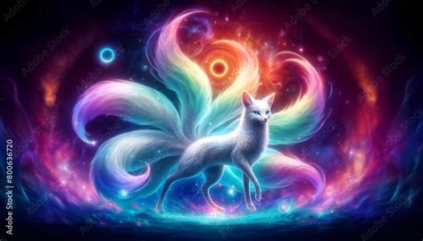 Mystical Kitsune Wallpaper With Rainbow Hues Magical Fox Ethereal