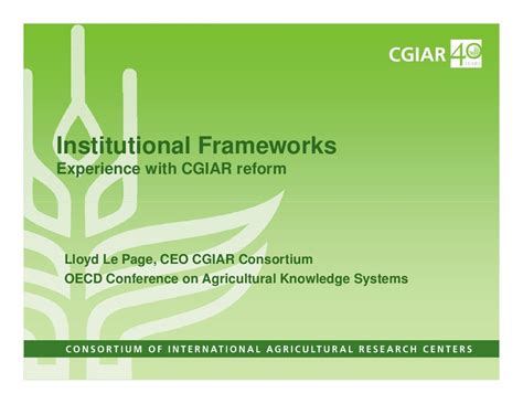 Institutional Frameworks Experience With Cgiar Reform Cgiar Gender