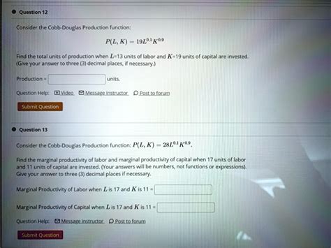 [get Answer] Question 12 Consider The Cobb Douglas Production Function Pl K 19lk Find The Total