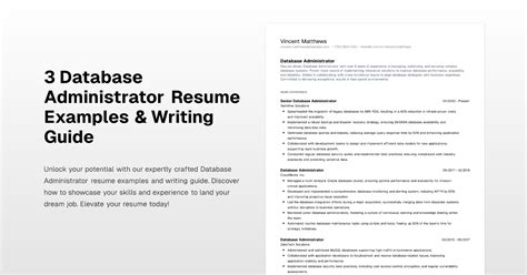3 Database Administrator Resume Examples And Writing Guide