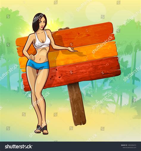 Wooden Banner Sexy Girl Background Modern Stock Vector Royalty Free Shutterstock