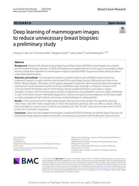 Pdf Deep Learning Of Mammogram Images To Reduce Unnecessary Breast