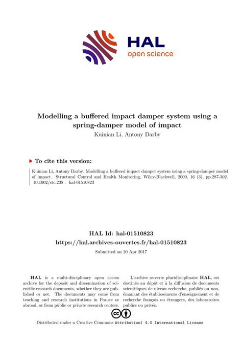 Pdf Modelling A Buffered Impact Damper System Using A Spring
