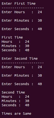 Accept Display Compare Time With Operator Overloading