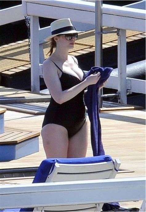 Christina Hendricks In Black One Piece Swimsuit Italy May