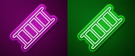 보라색과 녹색 배경에 고립 된 빛나는 네온 라인 화재 탈출 아이콘 폼피어 사다리 기둥으로 사다리를 스케일링하는 소방관 벡터 0명에 대한 스톡 벡터 아트 및 기타 이미지