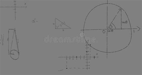Image Of Math Graps And Data Over Grey Background Stock Illustration