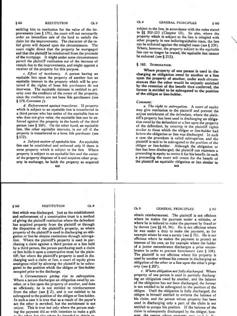 Restitution 1937 Subrogation V2 Pdf Subrogation Lien