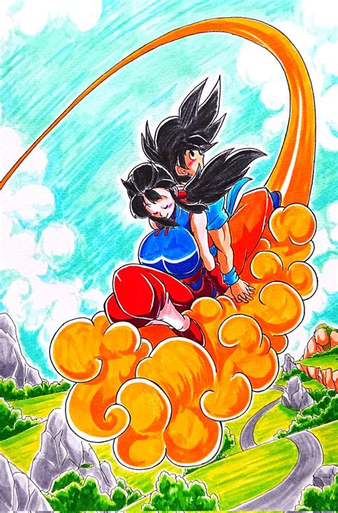 Goku ＆ Chichi Riding The Flying Nimbus