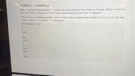 solved problem 1 ﻿fizzbuzz pywrite a function fizzbuzz