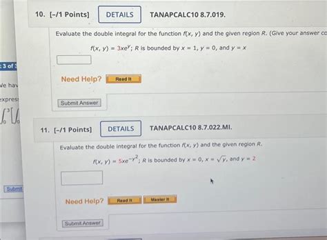 Solved Evaluate The Double Integral For The Function F X Y Chegg Com