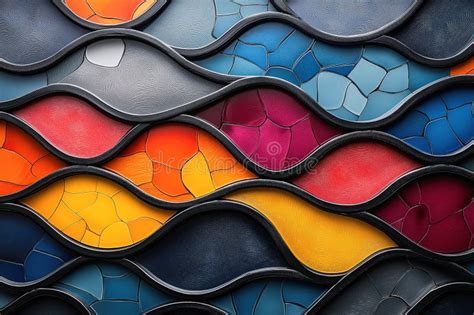 Colorful Abstract Background With Wavy Mosaic Pattern And Textures Stock Illustration