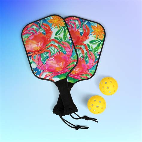 Colorful Tropical Crab Pickleball Bundle Set Cute Summer Pickleball Set Sold By Jeana Bugle