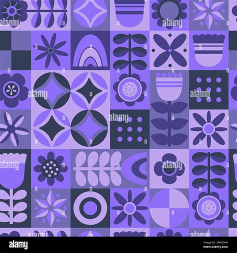 Minimalism Geometric Abstract Seamless Pattern Repeatable Monochrome Purple Pattern Tile Design