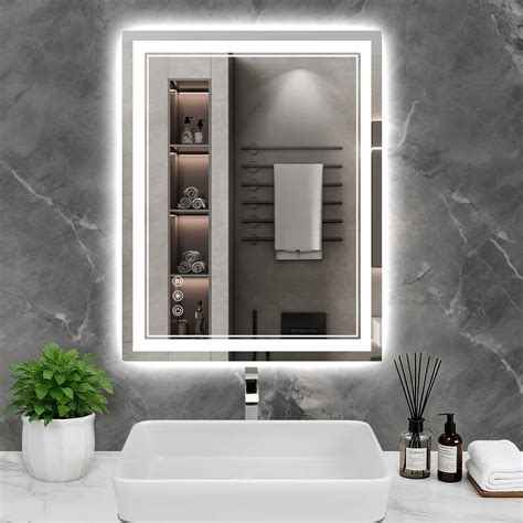 32x24 Inch Led Bathroom Mirror With Lights 3 Colors