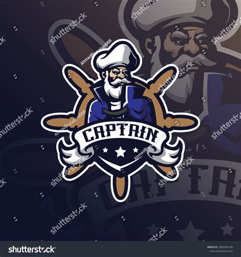 캡틴 마스코트 로고 디자인 벡터에 배지 스톡 벡터로열티 프리 1863043156 Shutterstock