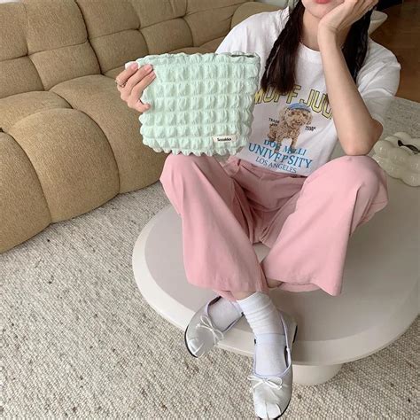 Sweet Candy Color Bubble Yarn Clutch Cosmetic Bag Egb204 Eglow