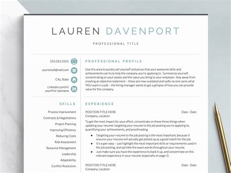 Two Column Resume Template For Google Docs Word Pages Etsy Australia