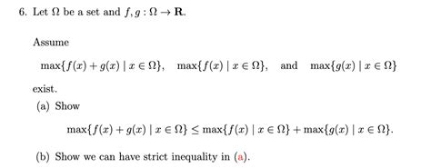 Solved 6 Let Ω be a set and f g ΩR Assume Chegg com
