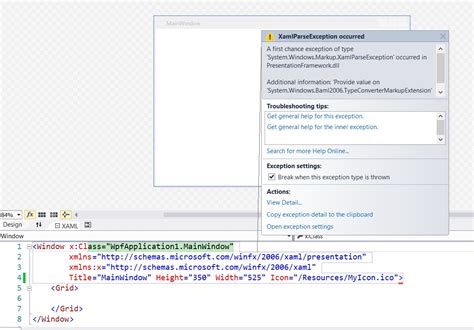 C Set Window Icon Correctly And Happening Xamlparseexception Stack
