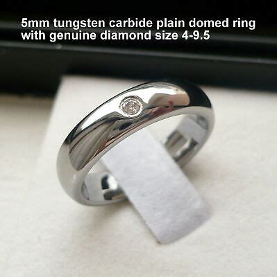 Tungsten Carbide 5mm Mens Womens Wedding Band Ring Genuine Diamond Sz