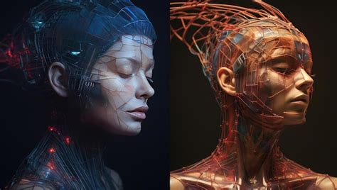 premium ai image cybernetic woman face futuristic technology and