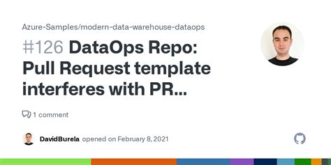 DataOps Repo Pull Request Template Interferes With PR Completion Status Issue Azure