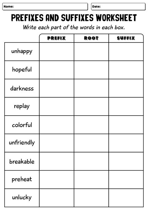 Prefix And Suffix Worksheets 2nd Grade Prefix Practice Mis Non