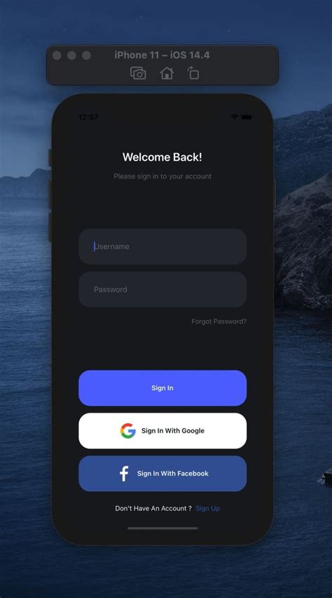 React Native Dark Login Screen Login Page Design Login Design App
