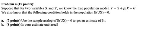 Solved Problem Points Suppose That For Two Variables Chegg
