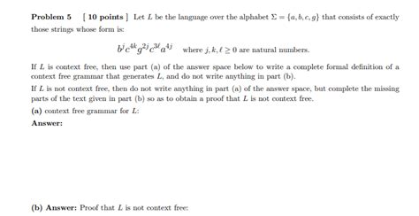 Solved Problem Points Let L Be The Language Over The Chegg