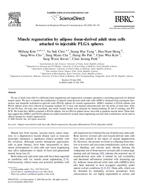 Pdf Muscle Regeneration By Adipose Tissue Derived Adult Stem Cells