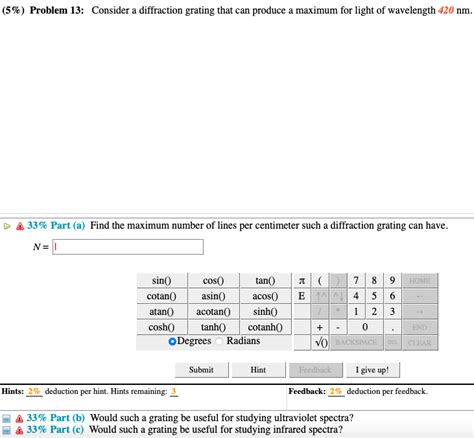 Solved 5 Problem 13 Consider A Diffraction Grating That